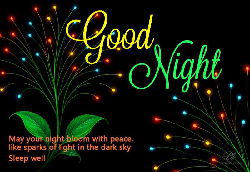 May your night bloom with peace, like sparks of light in the dark sky ...