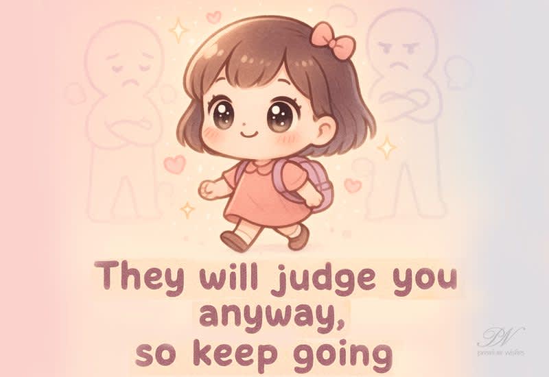 Cute girl illustration with motivational quote “They will judge you ...